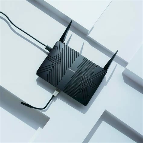 premium photo black wireless router with local area network cable