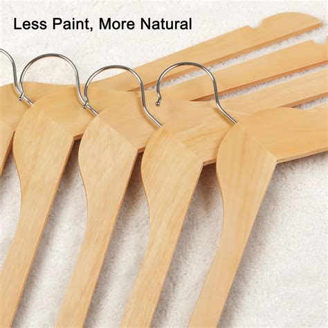 Slim Natural Wooden Hangers 30 Pack With Swivel Hook And Shoulder