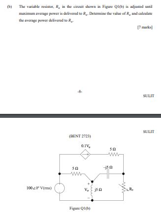 Solved B The Variable Resistor R In The Circuit Shown In Chegg