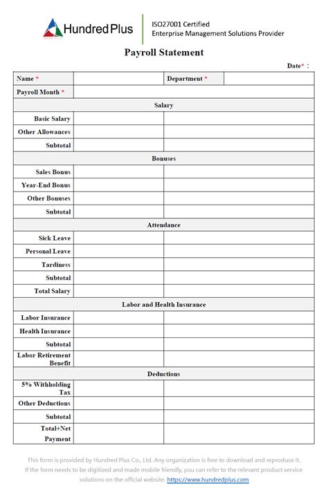 Example Form Payroll Statement Eip Net