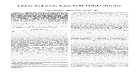 Pdf Lattice Reduction Aided Sdr Mimo Detectorobtenção De Um Quadro Comparativo Mais Justo Do