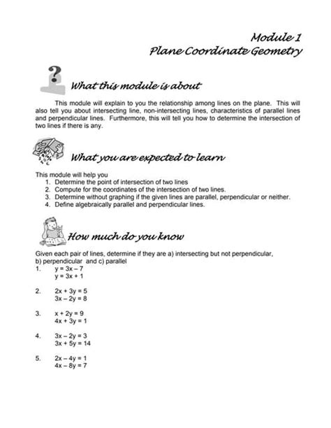 module 1 plane coordinate geometry pdf