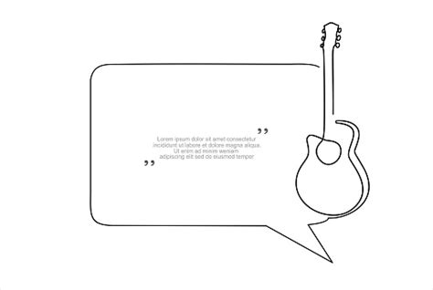 클래식 어쿠스틱 기타와 말풍선의 연속적인 한 줄 그리기 흰색 배경에 유행 한 라인 아트 벡터입니다 벡터 일러스트 레이 션 개념에
