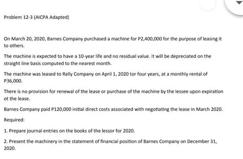 Solved Problem AICPA Adapted On March Chegg Com