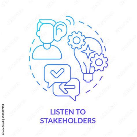 Listen To Stakeholders Blue Gradient Concept Icon Point Of View Effective Stakeholder