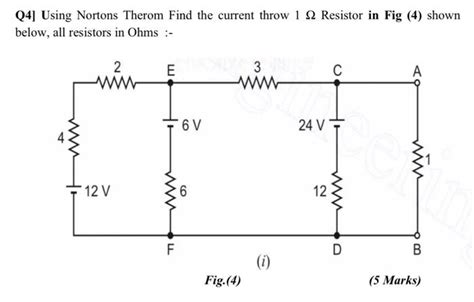 Solved Using Nortons Therom Find The Current Throw 1 Ohm