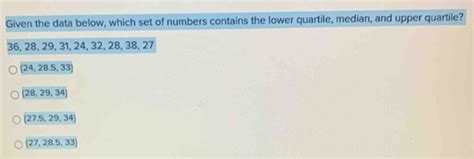 Given The Data Below Which Set Of Numbers Contains The Lower Quartile
