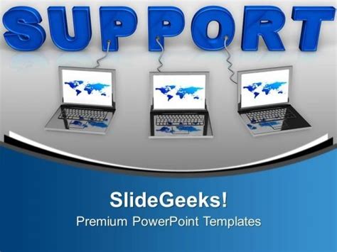 Laptop Wired To Support Central Server Powerpoint Templates Ppt Backgrounds For Slides 0213