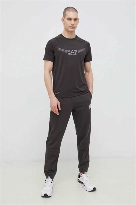 Хлопковые спортивные штаны EA7 Emporio Armani цвет зелёный с ...