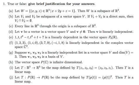 Solved 1 True Or False Give Brief Justification For Your