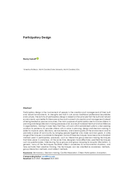 Pdf Participatory Design