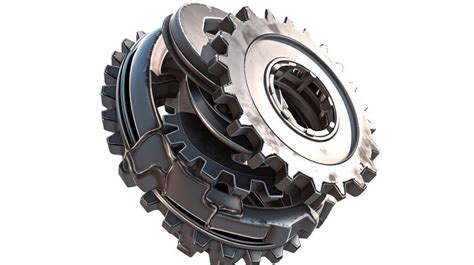 clipping path isolated 3d metal cog gear on a white background with