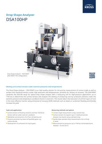 Drop Shape Analyzer Dsa25 KrÜss Gmbh Pdf Catalogs Technical