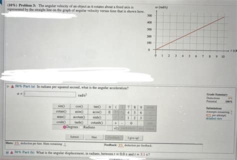 solved 10 problem 3 the angular velocity of an object as