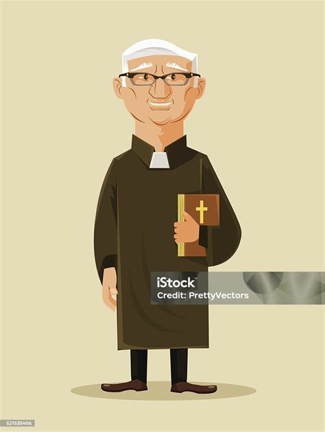 Pendeta Katolik Ilustrasi Kartun Datar Vektor Ilustrasi Stok Unduh