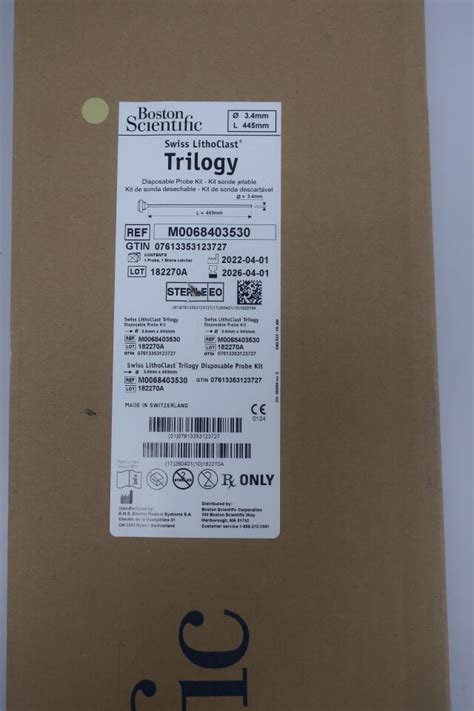 New Boston Scientific M0068403530 Swiss Lithoclast Trilogy Disposable Probe Kit L 445mm D 3 4mm
