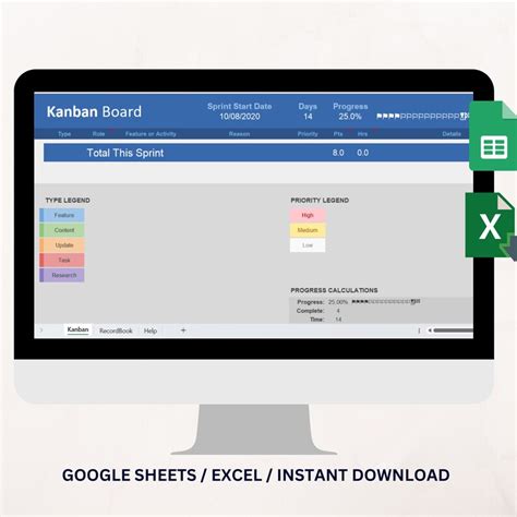Agile Kanban Board Google Spreadsheet Excel Kanboard Board Task Priority Tracker To Do List