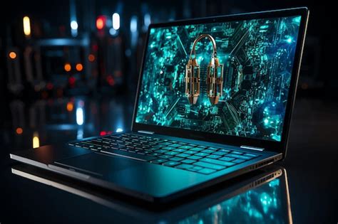 Premium Vector Cybersecurity On Laptop Secure Internet Access Future Technology And