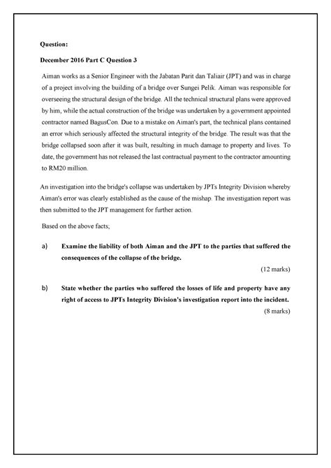 Admin Law Assignment Question December 2016 Part C Question 3 Aiman