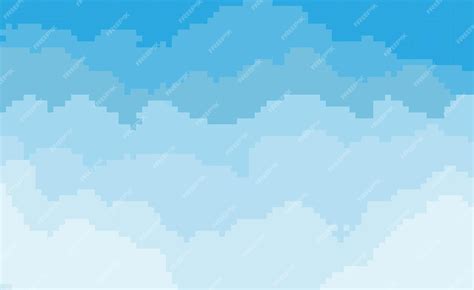 픽셀 아트 스타일의 푸른 하늘 배경 프리미엄 벡터