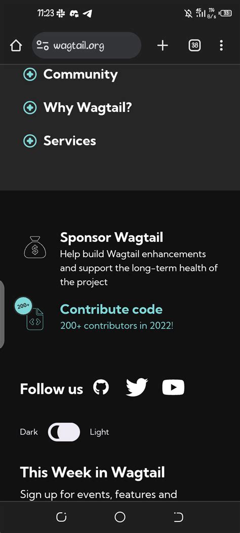dark mode feature on main web page · issue 407 · wagtail