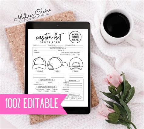 Editable Hat Order Form Template Canva Forms Custom Hat Etsy