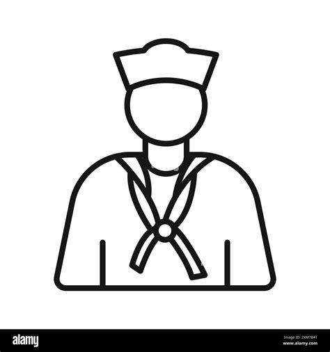 Sailor Icon Black Line Art Vector In Black And White Outline Set Collection Sign Stock Vector