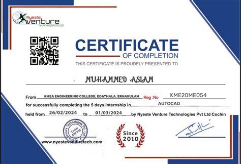 Muhammed Aslam On Linkedin Completed 5 Day Internship In Autocad