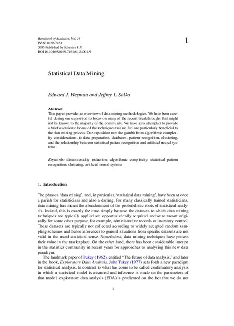 Pdf Statistical Data Mining