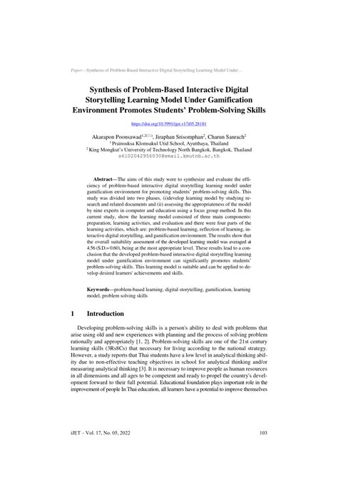 Pdf Synthesis Of Problem Based Interactive Digital Storytelling Learning Model Under