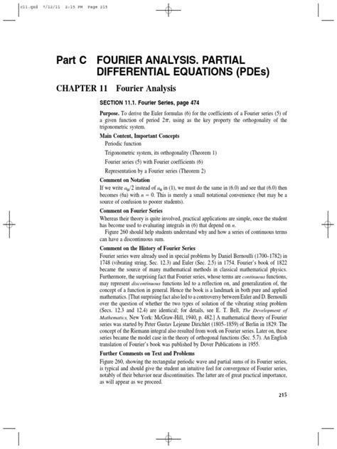 Part C Fourier Analysis Partial Differential Equations Pdes Pdf