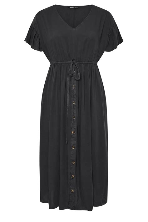 Yours Plus Size Black Button Chambray Maxi Dress Yours Clothing