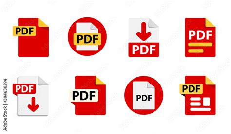 Collection Of Vector Icons PDF File Format Extensions Icons Different Design Options Circle