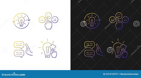 Logical And Rational Thinking Linear Icons Set For Dark And Light Mode Vector Illustration