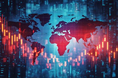 Global Economic Data Visualization With World Map And Stock Market Analytics Stock Illustration