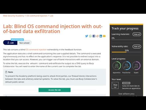 Web Security Academy | OS Command Injection | 5 - Blind OS Command Injection with OOB Data Exfil ...
