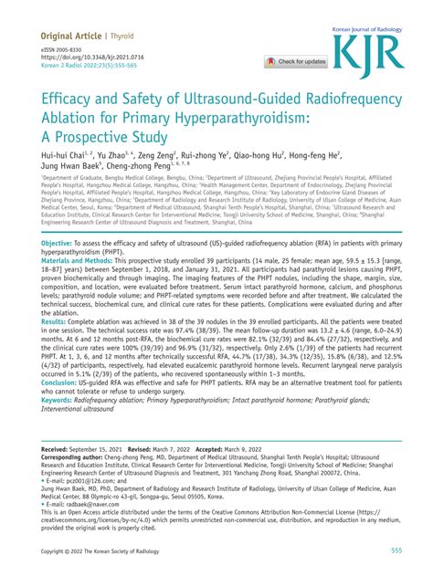 Pdf Efficacy And Safety Of Ultrasound Guided Radiofrequency Ablation For Primary