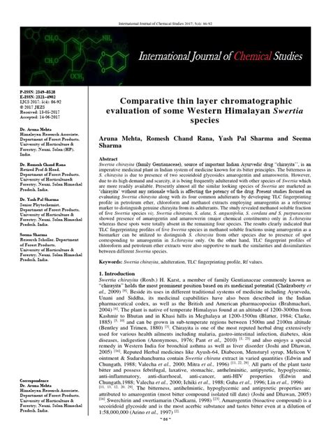 Comparative Thin Layer Chromatographic E Pdf Thin Layer