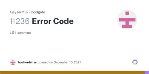 Error Code · Issue 236 · Geysermcfloodgate · Github