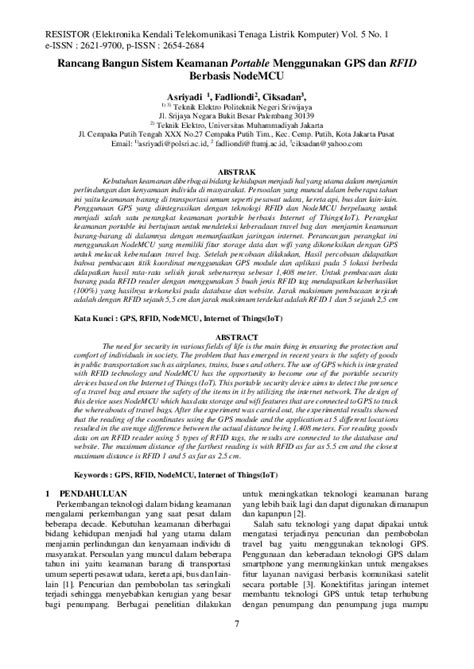 Pdf Rancang Bangun Sistem Keamanan Portable Menggunakan Gps Dan Rfid Berbasis Nodemcu