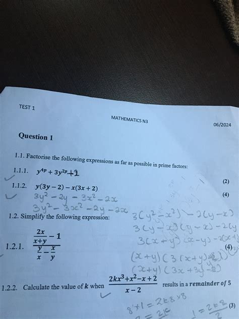 Test 1 Mathematics N3 06 2024 Question 1 11 Studyx