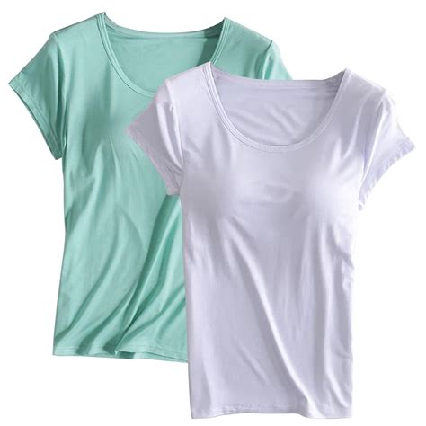Tank Tops For Women 2026 Workout Shirts With Built In Bras 2 Pack Loose