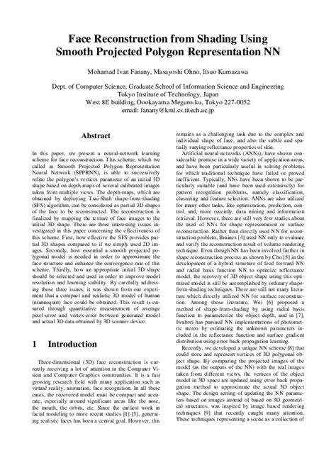 Pdf Face Reconstruction From Shading Using Smooth Projected Polygon Representation Nn