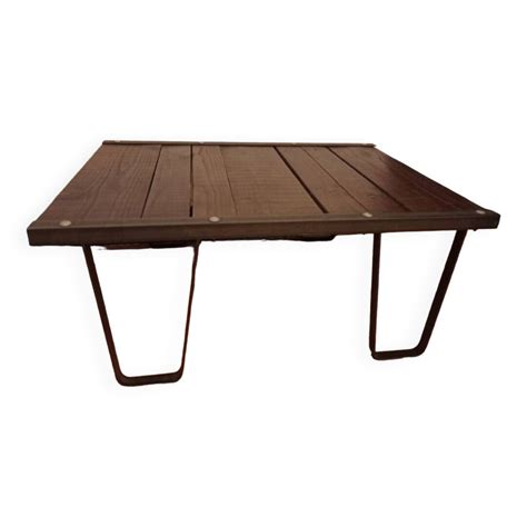 Table Basse Bois Brut Et Fer Forgé Selency