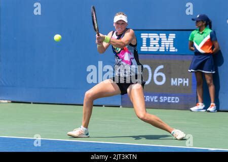 Ashlyn Krueger Of United States Returns The Ball To Belinda Bencic Of