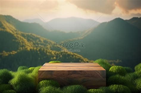 생성 Ai를 사용하여 자연 경관 앞에서 제품 프레젠테이션을 위한 디스플레이 연단 사진 무료 다운로드 Lovepik