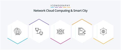 Network Cloud Computing And Smart City 25 Line icon pack including sharing. content. sync ...