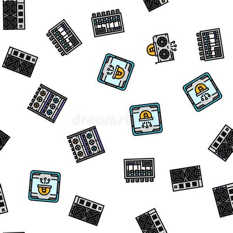 Cryptocurrency Mining Blockchain Seamless Pattern Vector Stock Illustration Illustration Of