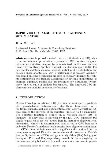 Pdf Improved Cfo Algorithm For Antenna Optimization