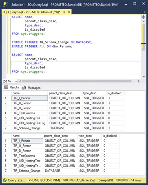 Sql Server Disable And Enable Triggers